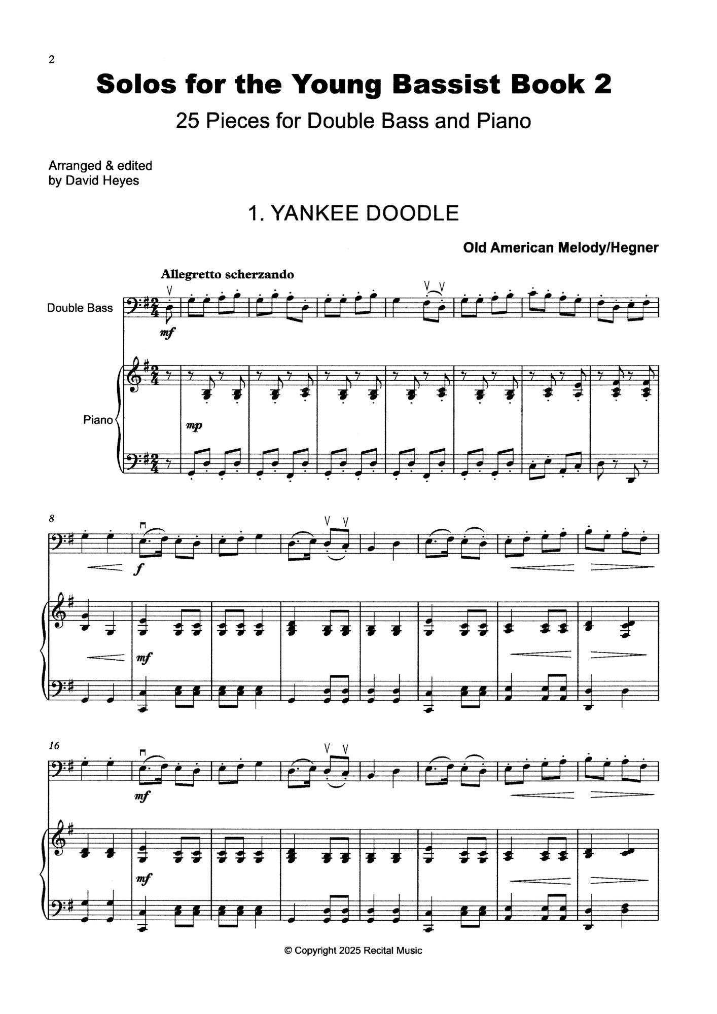 Solos for the Young Bassist Book 2: 25 Pieces for double bass & piano ...