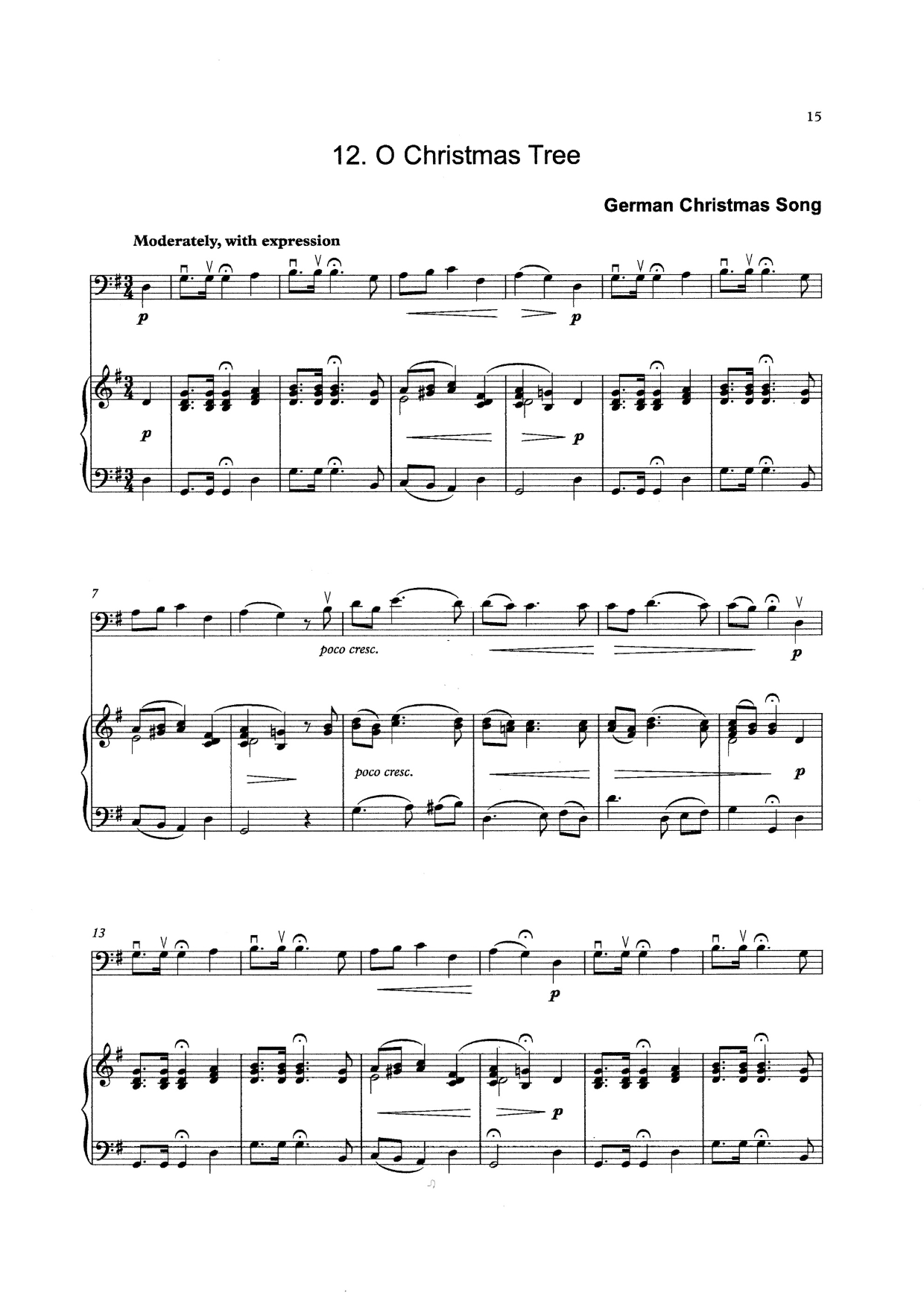 16 Christmas Carols & Songs for double bass & piano (ed. Heyes ...