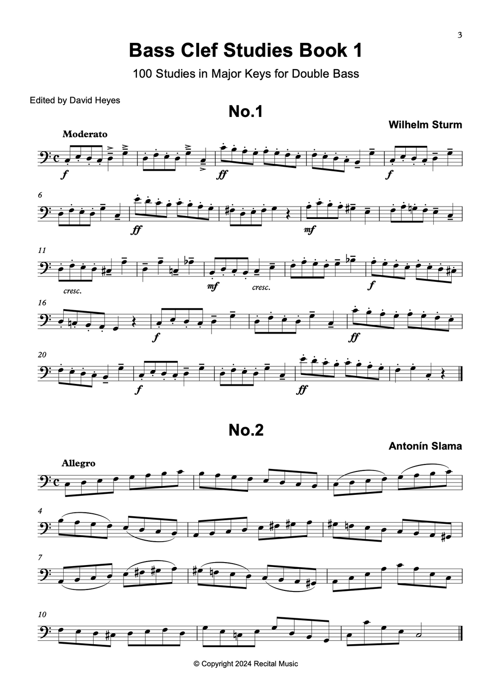 Bass Clef Studies Book 1 - 100 Studies in Major Keys for Double Bass ...