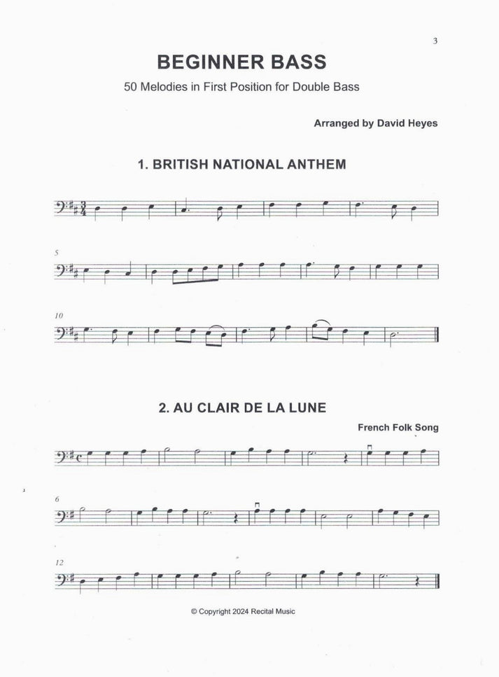 Beginner Bass: 50 Melodies in First Position for Double Bass – Double ...