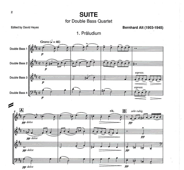 Bernhard Alt: Suite for double bass quartet – Double Bass Sheet Music