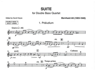 Bernhard Alt: Suite for double bass quartet – Double Bass Sheet Music