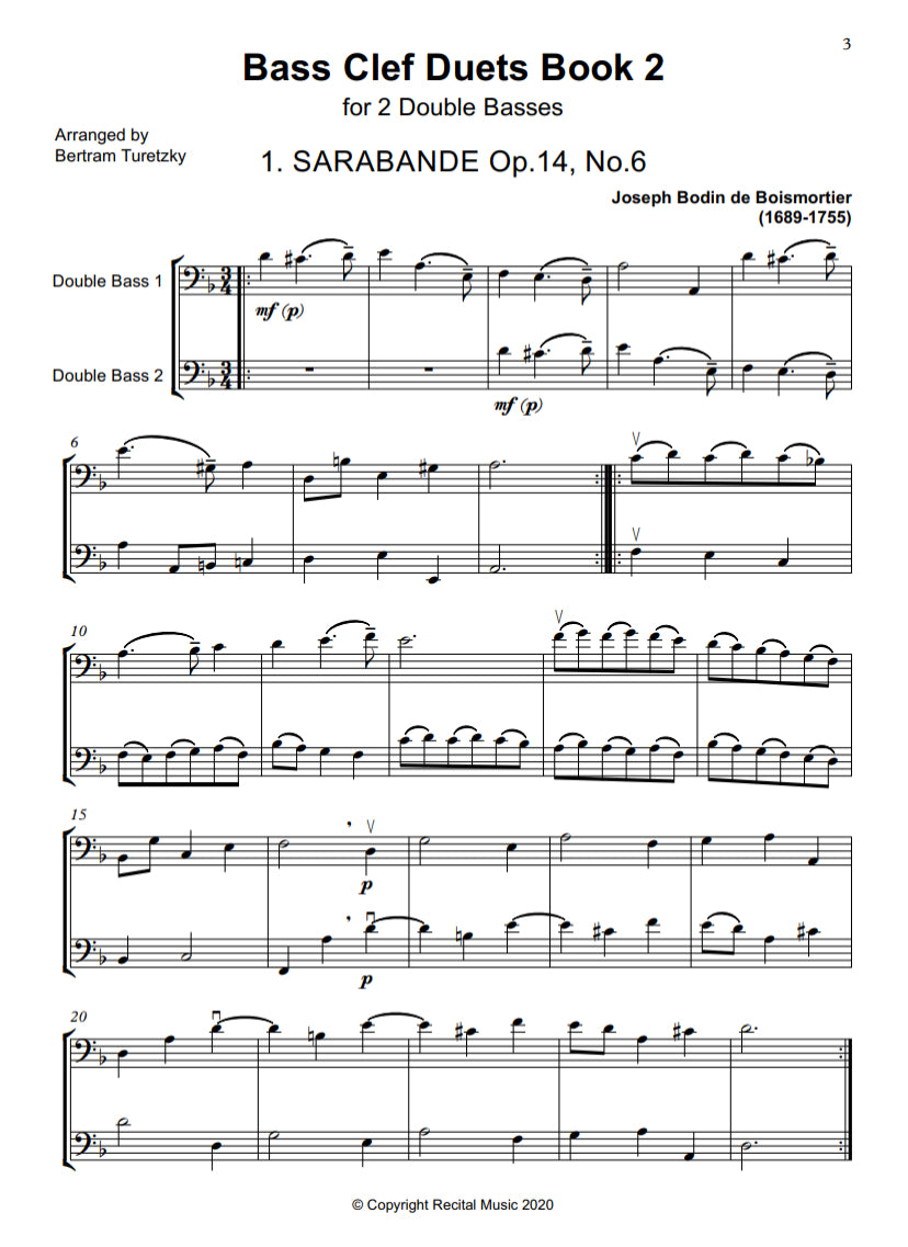 Bass Clef Duets Book 2 for 2 double basses (arranged by Bertram Turetz – Double Bass Sheet Music